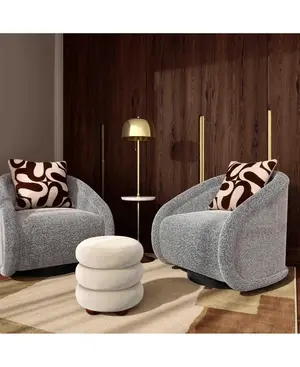 TOV FURNITURE Rory Boucle Swivel Chair - Grey