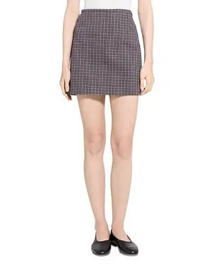 Theory Checked Mini Skirt - Palomino Multi