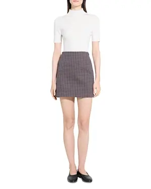 Theory Checked Mini Skirt - Palomino Multi