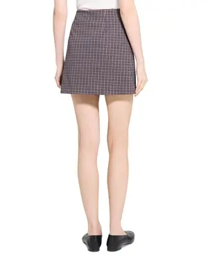 Theory Checked Mini Skirt - Palomino Multi