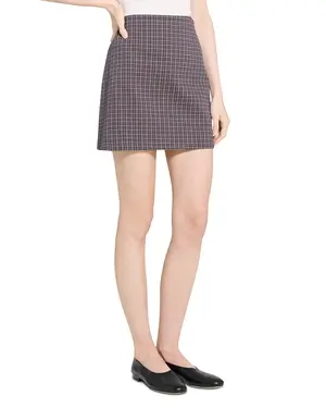 Theory Checked Mini Skirt - Palomino Multi