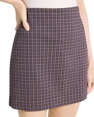 Theory Checked Mini Skirt - Palomino Multi