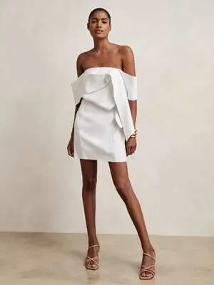 REISS Jessika Sculptural Off-shoulder Mini Dress