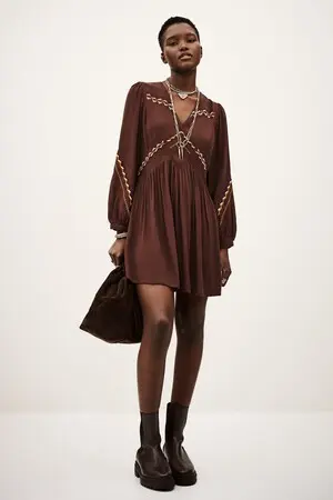 Ba&sh Embroidered Mini Dress