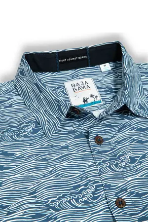 BAJA LLAMA Roll Tides7-seas Button Up - Navy