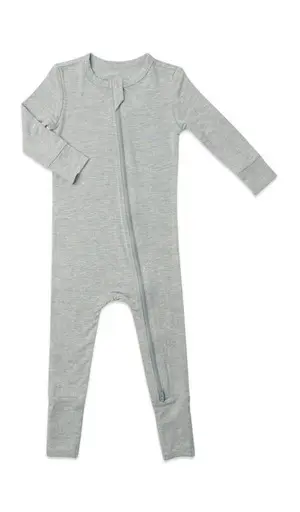 EVERLY GREY Convertible Romper Fitted Long Sleeve Pajama - Heather Grey Solid