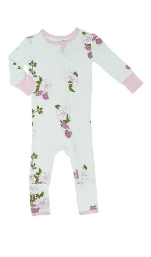 EVERLY GREY Convertible Romper Fitted Long Sleeve Pajama - Peony
