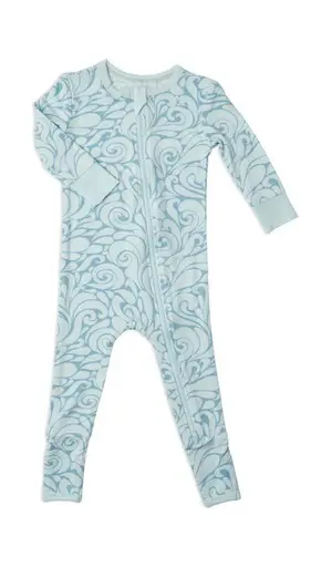EVERLY GREY Convertible Romper Fitted Long Sleeve Pajama - Waves