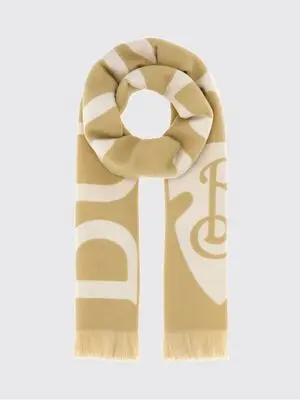 Burberry Contrast Logo Wool Scarf With Fringed Edges - Sand