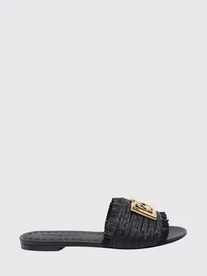 Dolce & Gabbana Raffia Dg Mule Slides - Black
