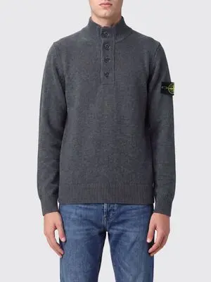 Stone Island Virgin Wool Turtleneck Jumper With Compass Logo Patch - Grey 1