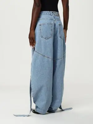 Attico Wash Denim Jeans With Tie Detailing - Blue