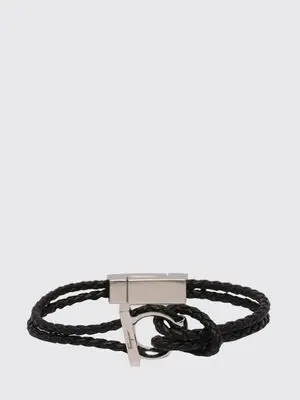 FERRAGAMO Woven Leather Bracelet With Magnetic Closure And Engraved Logo - Black