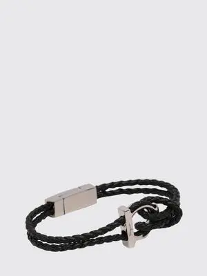 FERRAGAMO Woven Leather Bracelet - Black