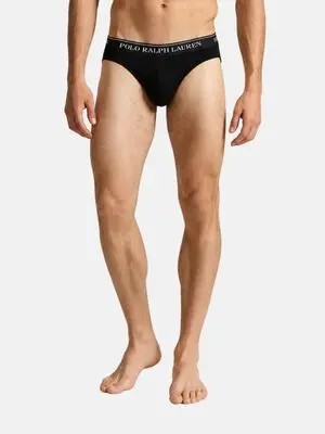 Polo Ralph Lauren Stretch Cotton Briefs With Logo Waistband Black