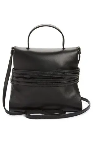 Moschino Small Tie Me Leather Top Handle Bag
