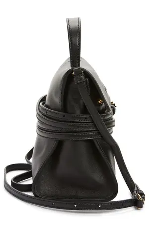 Moschino Small Tie Me Leather Top Handle Bag