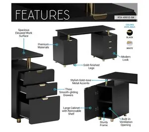 TECHNI MOBILI Elegant 3-drawer Executive Desk W Ith Cabinet
