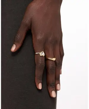 ANA LUISA Camelia Heart Ring - Two Tone