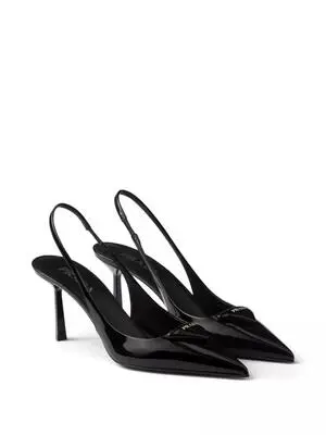 Prada Patent Leather Slingback Pumps - Black