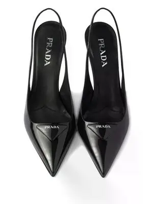 Prada Patent Leather Slingback Pumps - Black