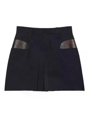 Prada Leather-pocket Pleated Mini Skirt
