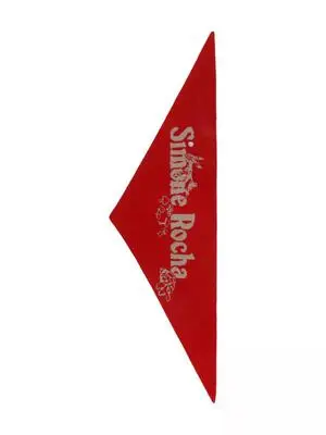 Simone Rocha Pearl-embellished Logo Scarf - Red