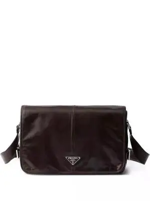 Prada Leather Messenger Bag - Brown