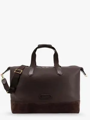 TOM FORD Leather Travel Bag With Suede Inserts - Brown