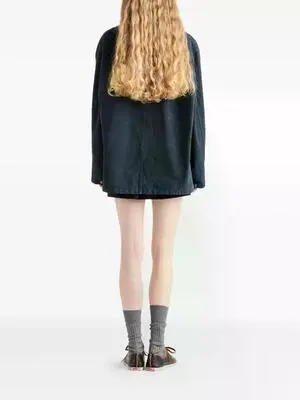 Prada Leather-collar Button Jacket - Blue