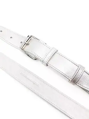 Comme Des Garçons Metallic Leather Belt - Silver