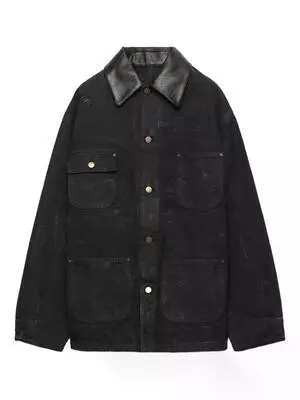 Prada Leather-collar Cotton Jacket - Black