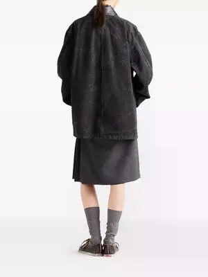Prada Leather-collar Cotton Jacket - Black