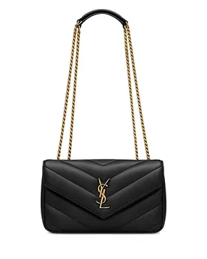 Saint Laurent Loulou Small Bag In Matelassé Lambskin - Black