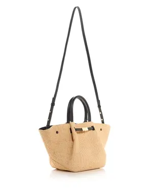 DEMELLIER Midi New York Raffia Shoulder Bag - Natural/black