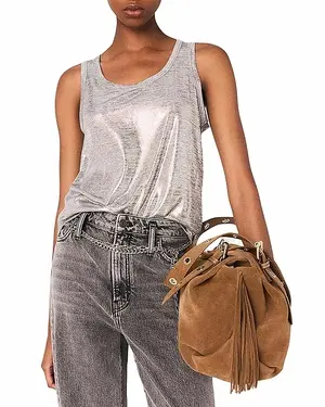 Maje Metallic Tank Top - Silver