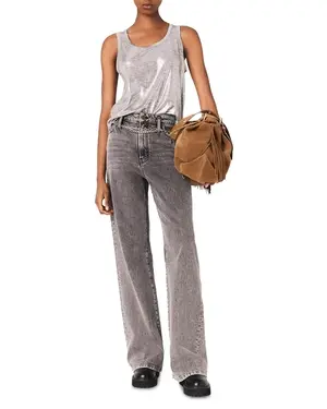 Maje Metallic Tank Top - Silver