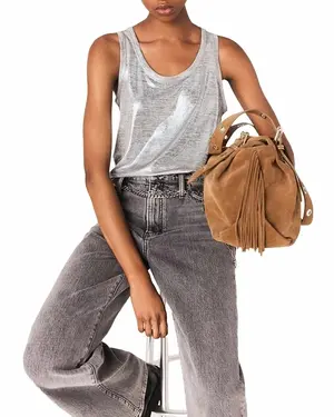 Maje Metallic Tank Top - Silver