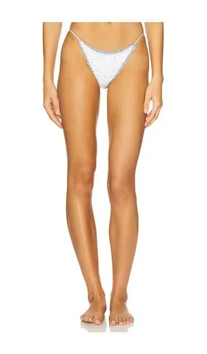 STONE COLD FOX X Sherry Bikini Bottom - Ivory & Blue Ditsy