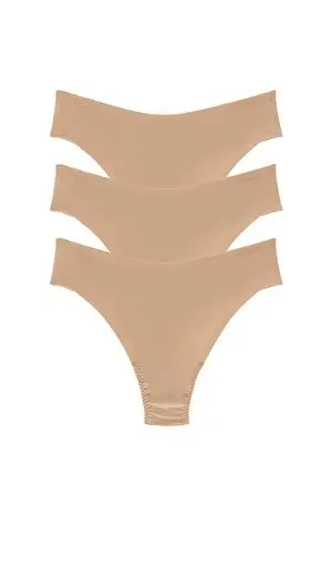 Spanx Smooth Fit-to-you Thong Pack Of 3 In Tan - Chai