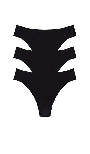 Spanx Smooth Fit-to-you Thong Pack Of 3 In Black - Very Black