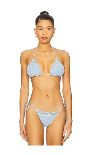 Frankies Bikinis Nick Crochet Bikini Top - Blue Jay