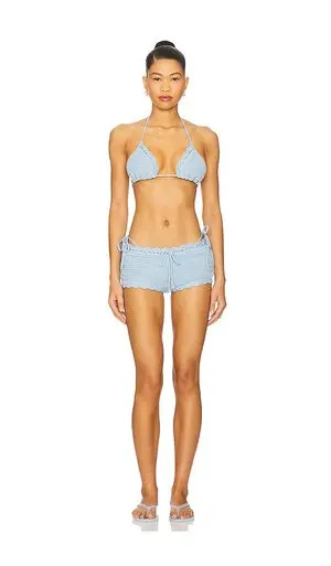 Frankies Bikinis Nick Crochet Bikini Top - Blue Jay