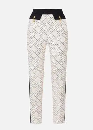 Elisabetta Franchi Two-tone Slim Fit Trousers - Latte/nero