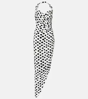 Norma Kamali Cayla Polka-dot Midi Dress