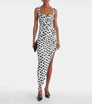 Norma Kamali Cayla Polka-dot Midi Dress