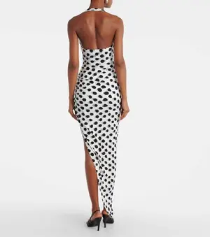 Norma Kamali Cayla Polka-dot Midi Dress