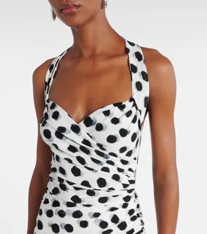 Norma Kamali Cayla Polka-dot Midi Dress