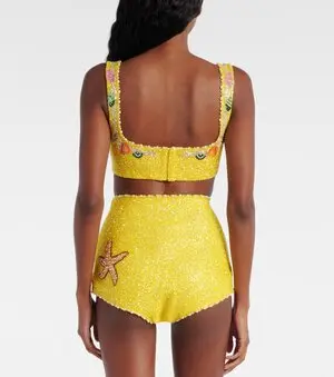 CLIO PEPPIATT Embellished Crop Top - Yellow