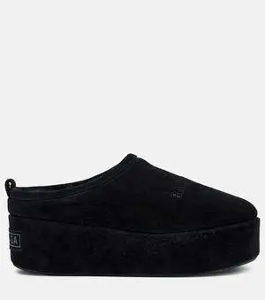 Balenciaga Alaska Suede Platform Mules - Black